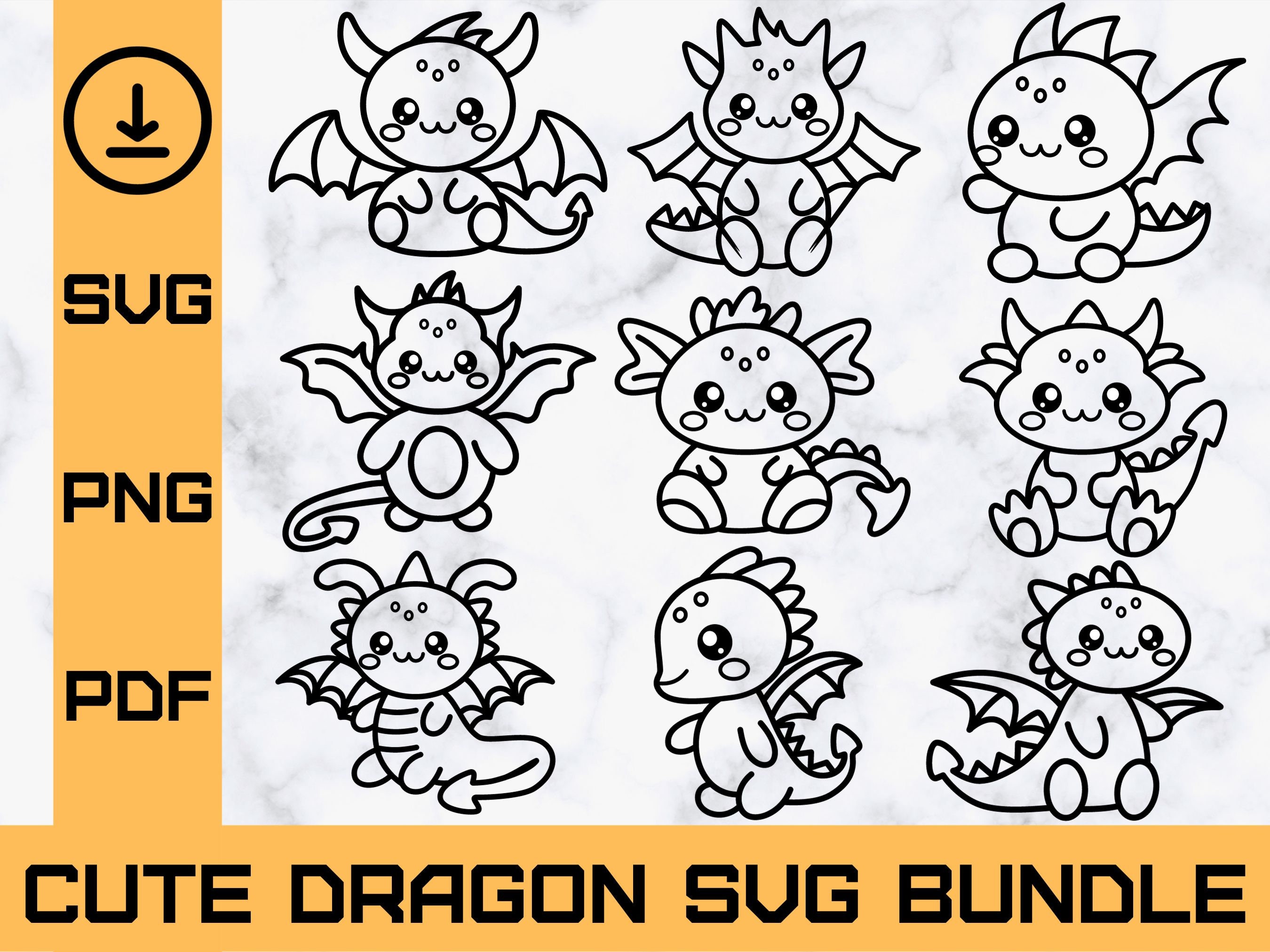 Dragon Clip Art, Dragon Silhouette, Dragon SVG, Baby Dragon SVG, Dragon ...