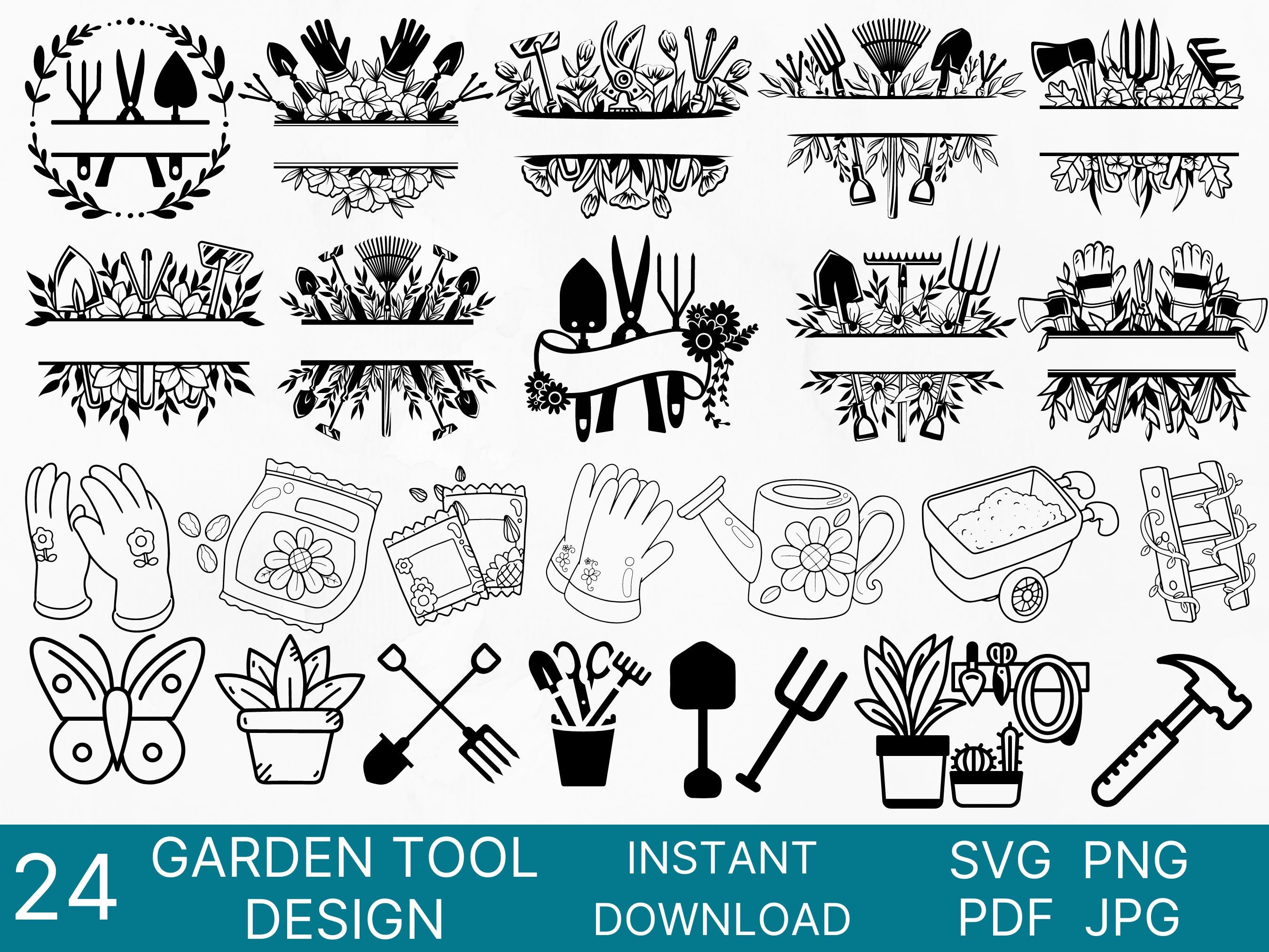 Gardening SVG Bundle, SVG Gardening, SVG Tools, Silhouette Gardening ...