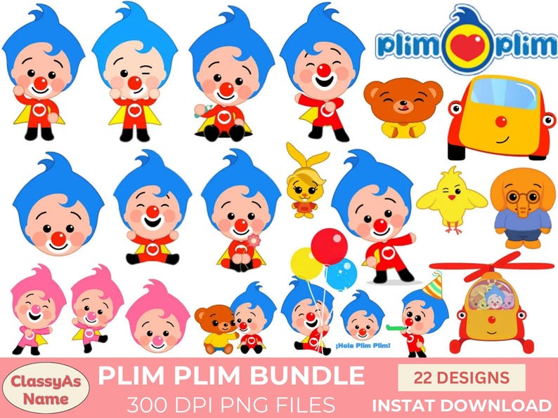 Plim Plim PNG Clipart Bundle | Cartoon Graphics (digital Download ...