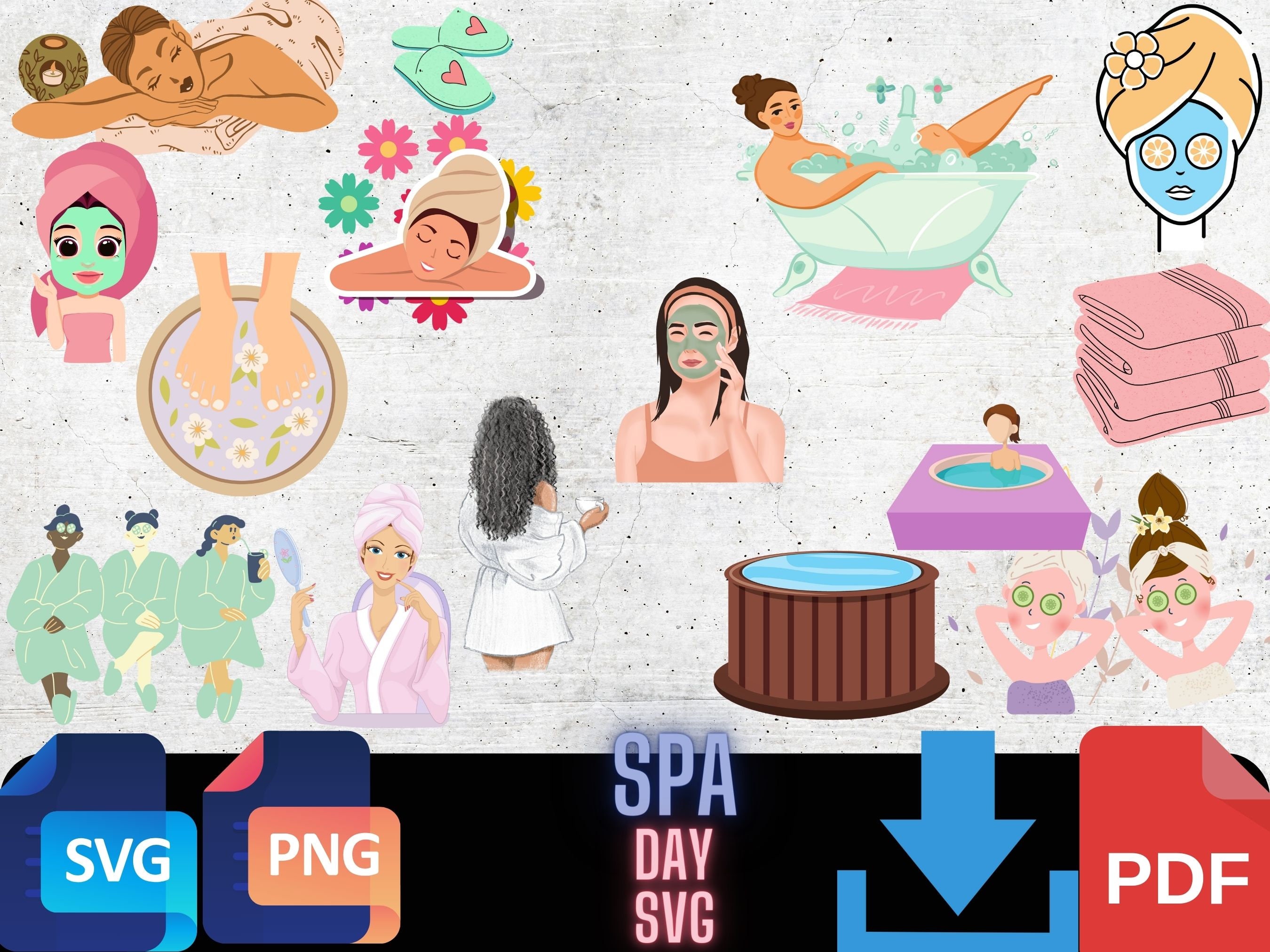 Spa Clipart Self Care Clipart Relaxing Spa Day Girl Spa Salon Png Self ...