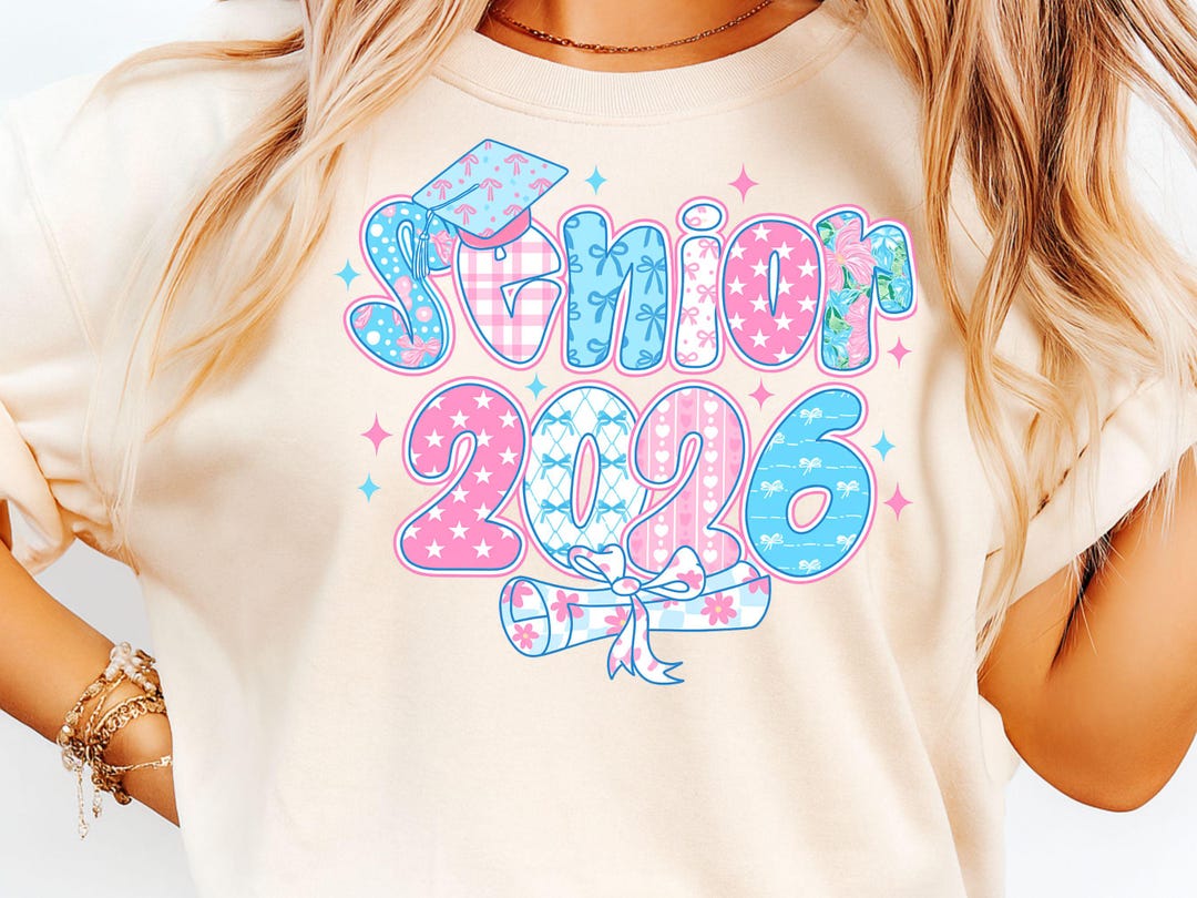 Preppy Senior 2026 PNG: Coquette Bow Graduation Design (digital ...