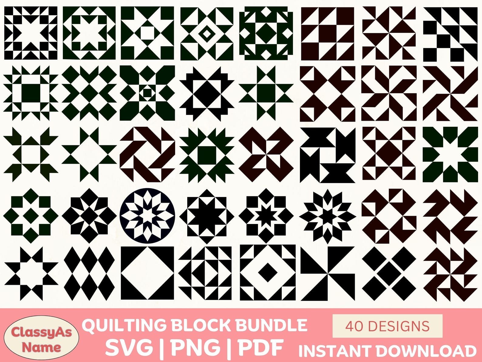 Quilting Pattern SVG Bundle: Patchwork Designs (digital Download, PDF ...