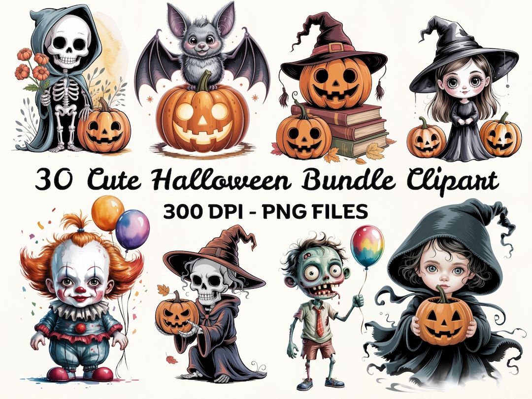 Halloween Clipart Bundle – Ghost, Witch, Pumpkin PNG (digital Download ...