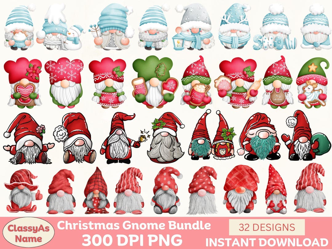 Christmas Gnome PNG Bundle: Festive Holiday Clipart (digital Download ...