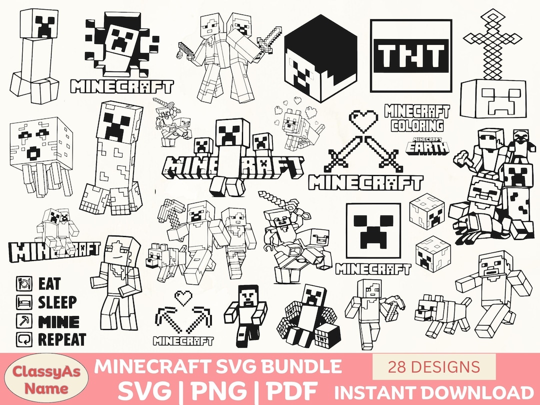 Minecraft Pixel Art Designs | Gamer SVG PNG PDF Bundle (digital ...