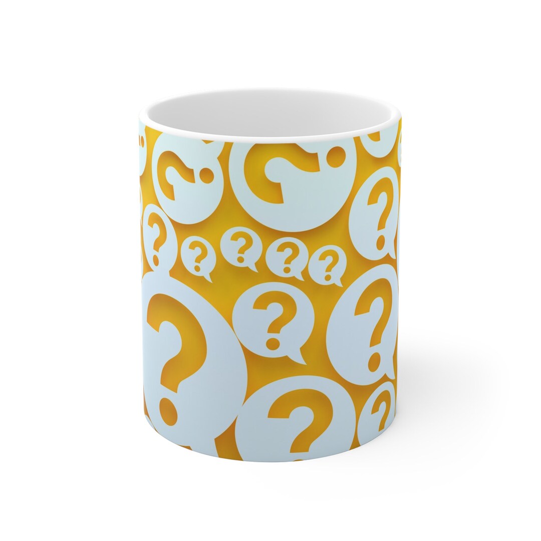 Question Mark Mug Quiz Mug Curiosity Mug Mug With Question Mark Puzzle ...