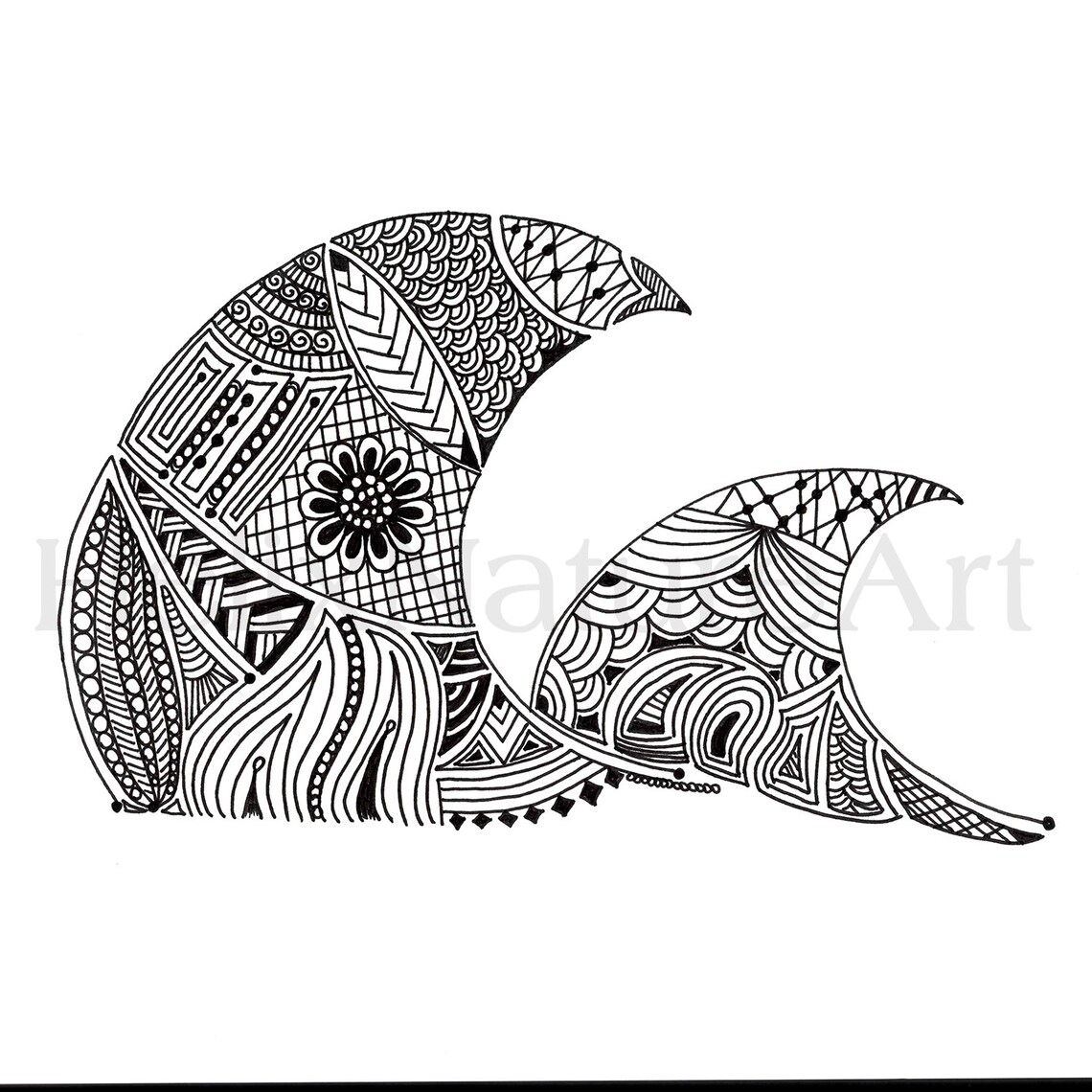 Waves (fineline Zentangle Art Print) - Etsy