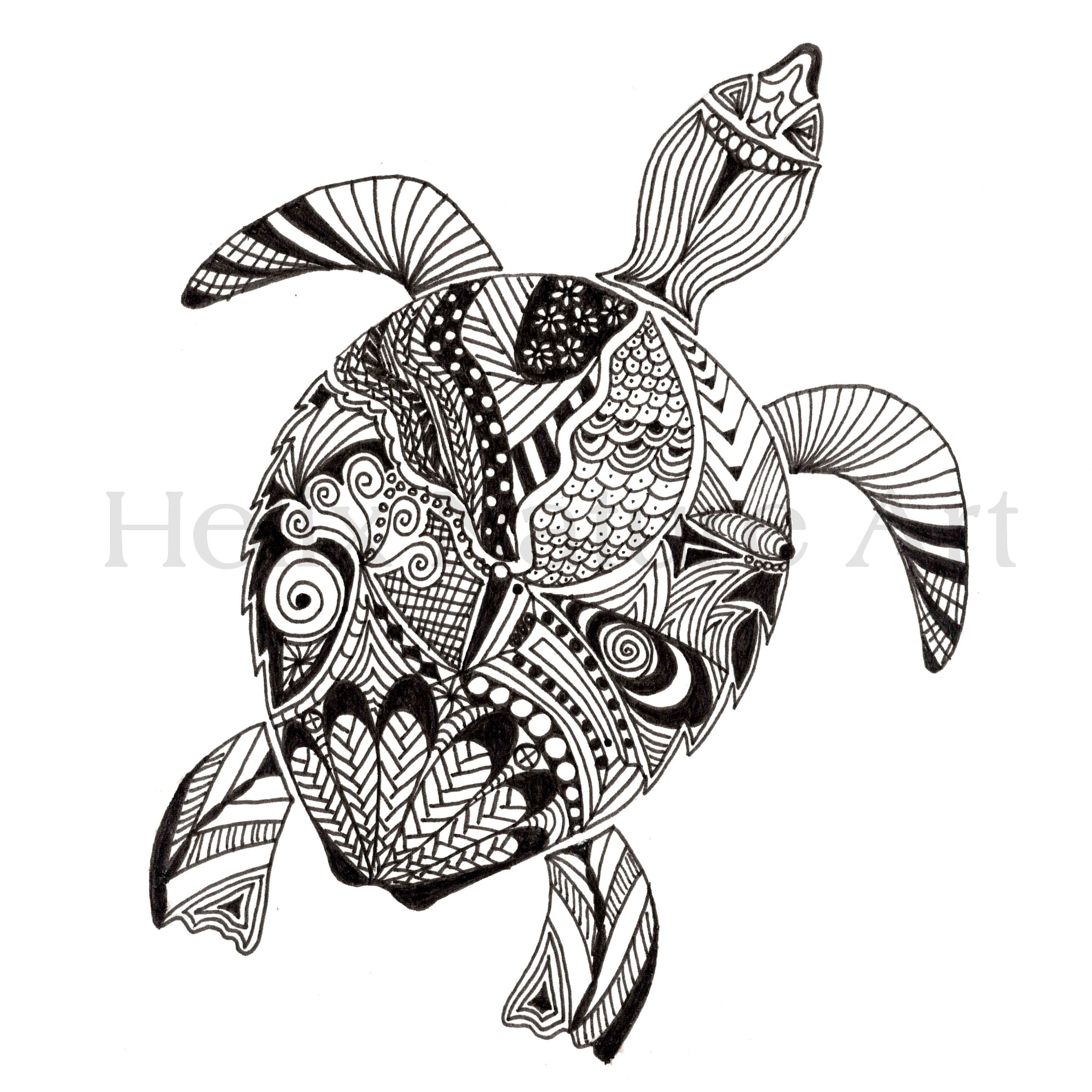 Turtle (zentangle Art Print) - Etsy