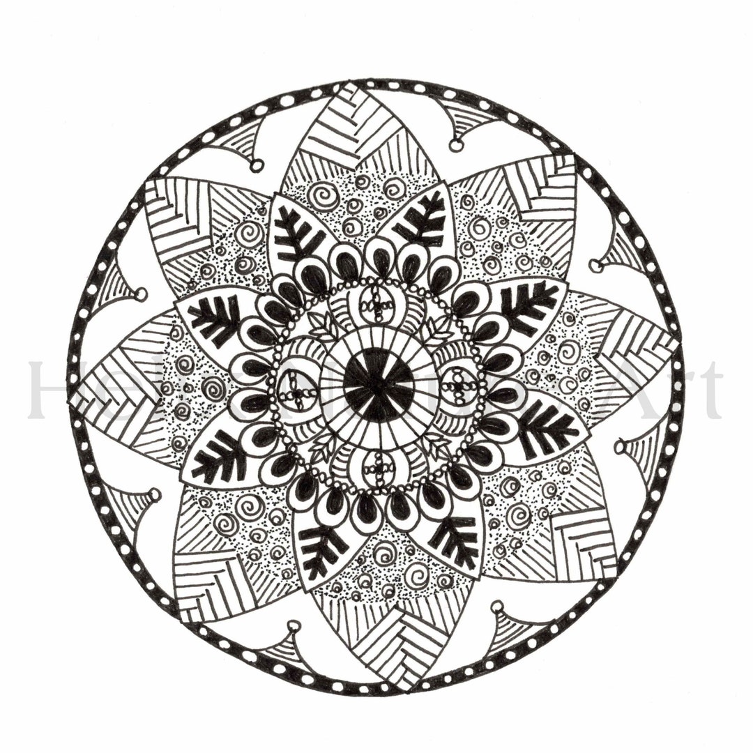 Mandala 1 fine Line Art Print - Etsy