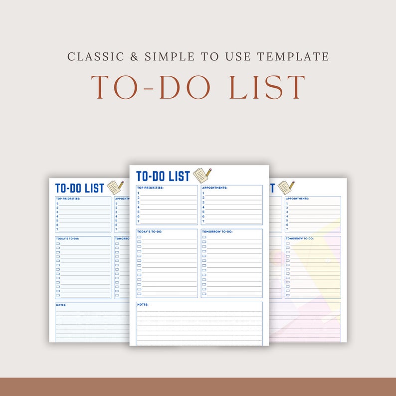Simple & Clear to Do List Printable, Daily Schedule, Printable Planner ...