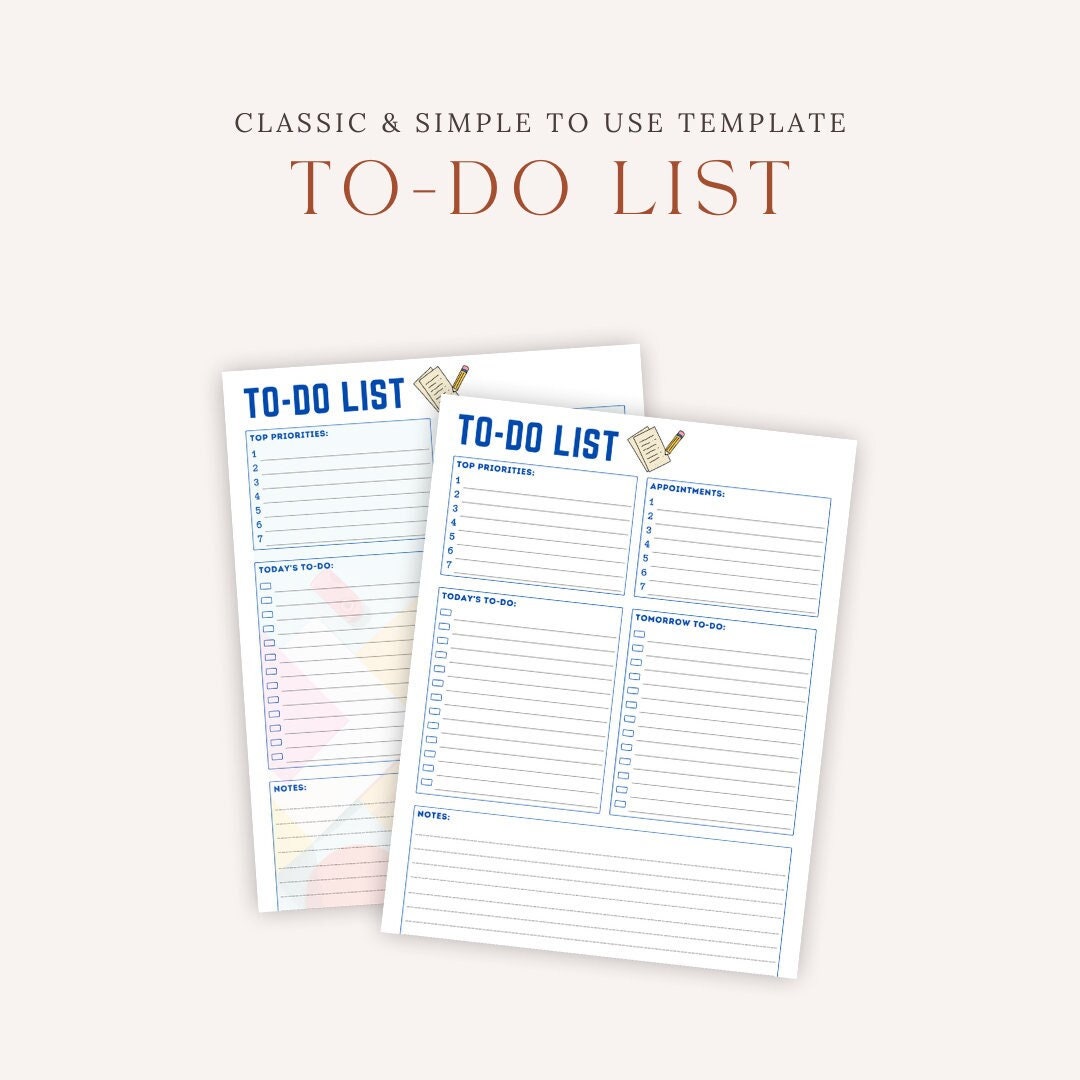 Simple & Clear to Do List Printable, Daily Schedule, Printable Planner ...