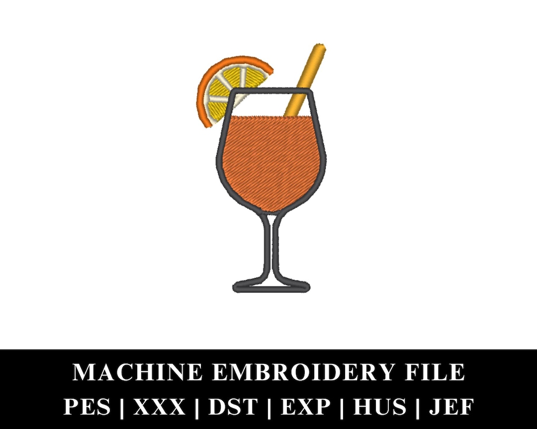 Aperol Spritz Cocktail Drink Machine Embroidery File Instant Download ...