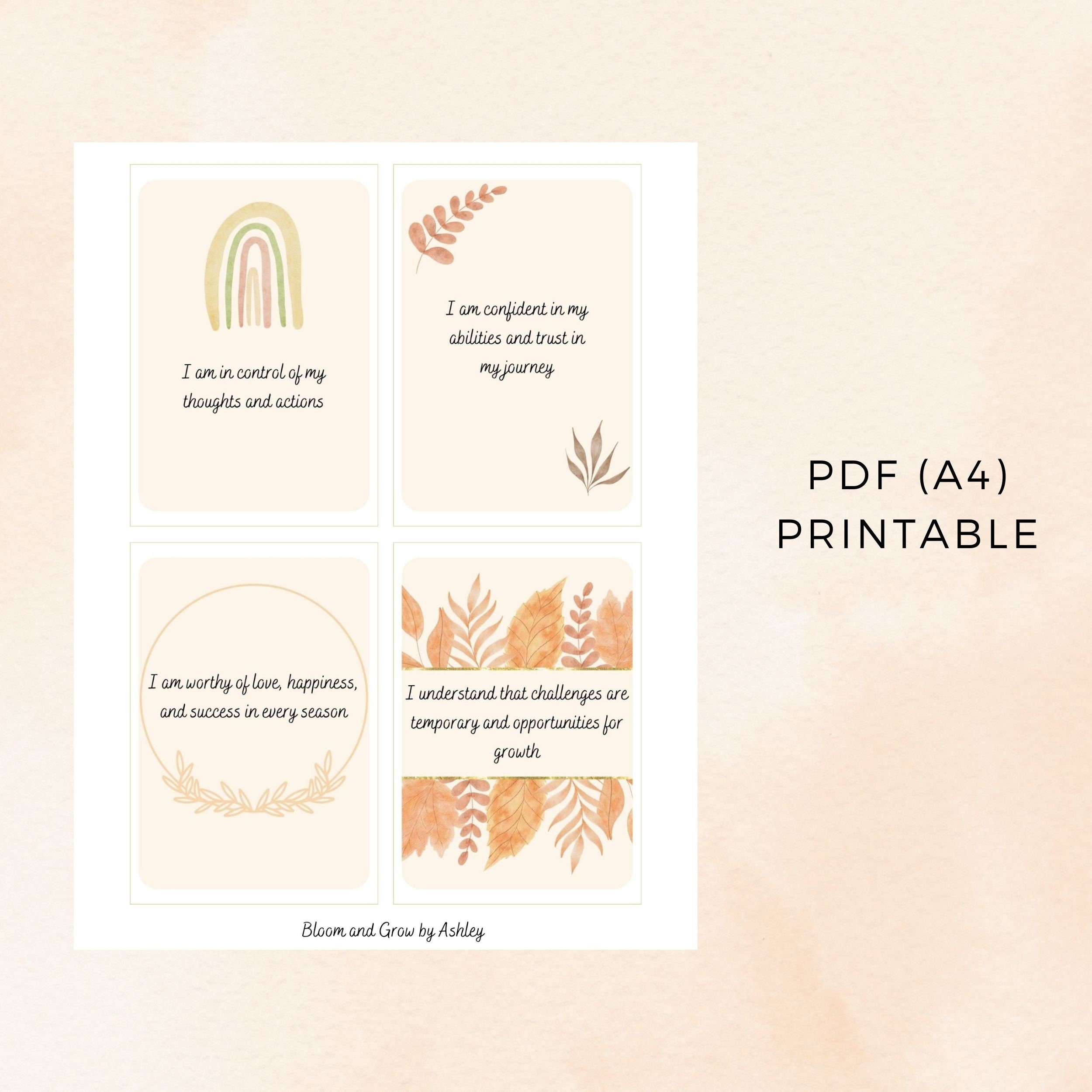 Fall Affirmation Cards, Positive Quotes for Autumn Inspiration ...