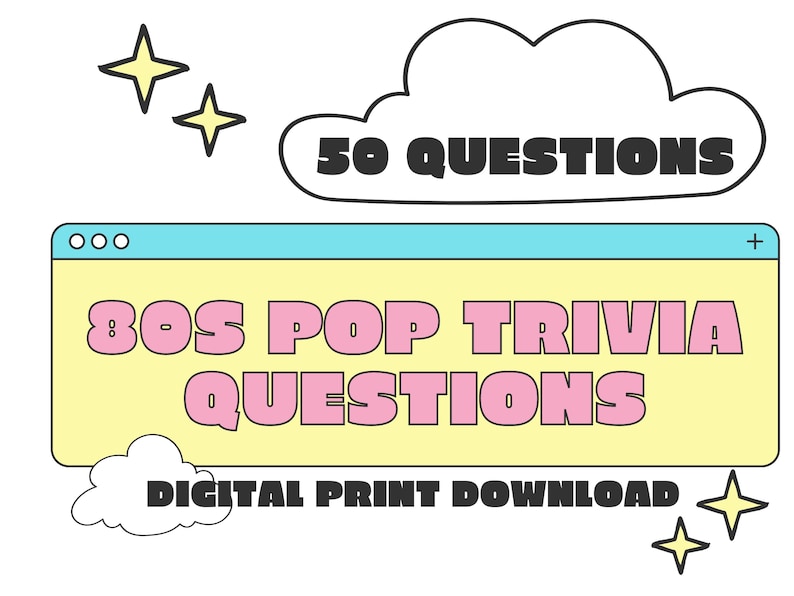 80s Music Quiz, Trivia Questions and Answers, 50 Questions - Etsy