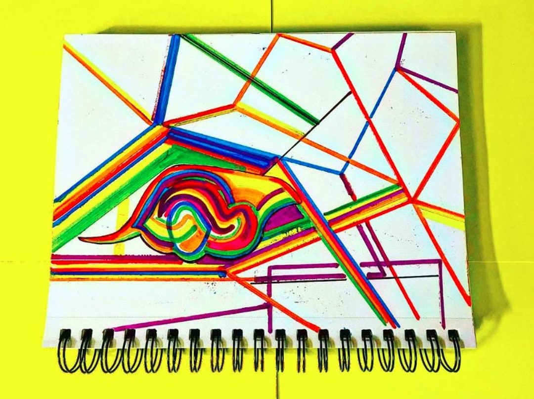 Collectible Art Drawing Illustration Bright Day-glo Colors - Etsy