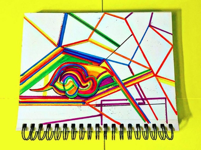 Collectible Art Drawing Illustration Bright Day-glo Colors - Etsy