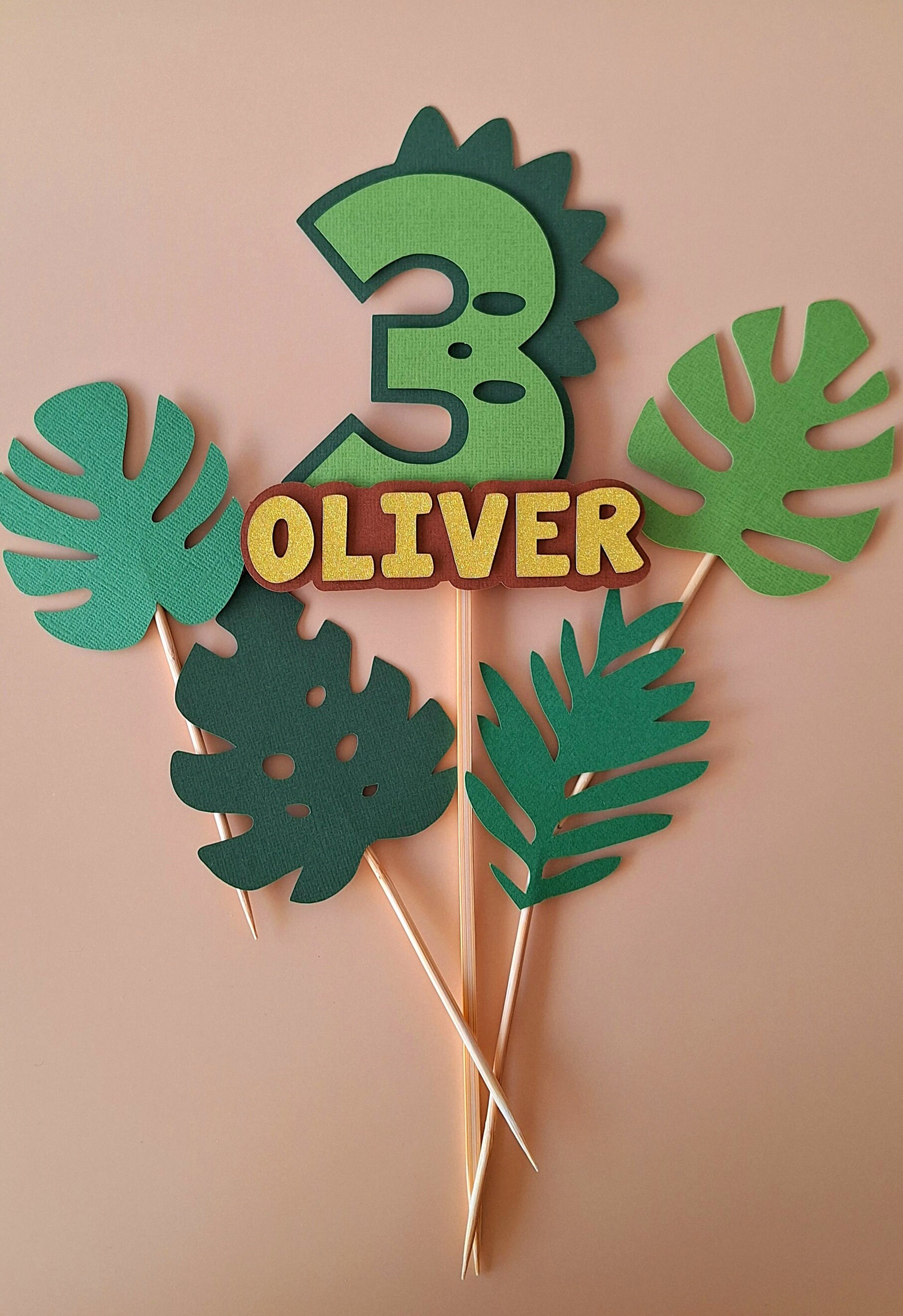 Personalised Dinosaur Cake Topper ANY AGE NAME, Custom Personalised T ...