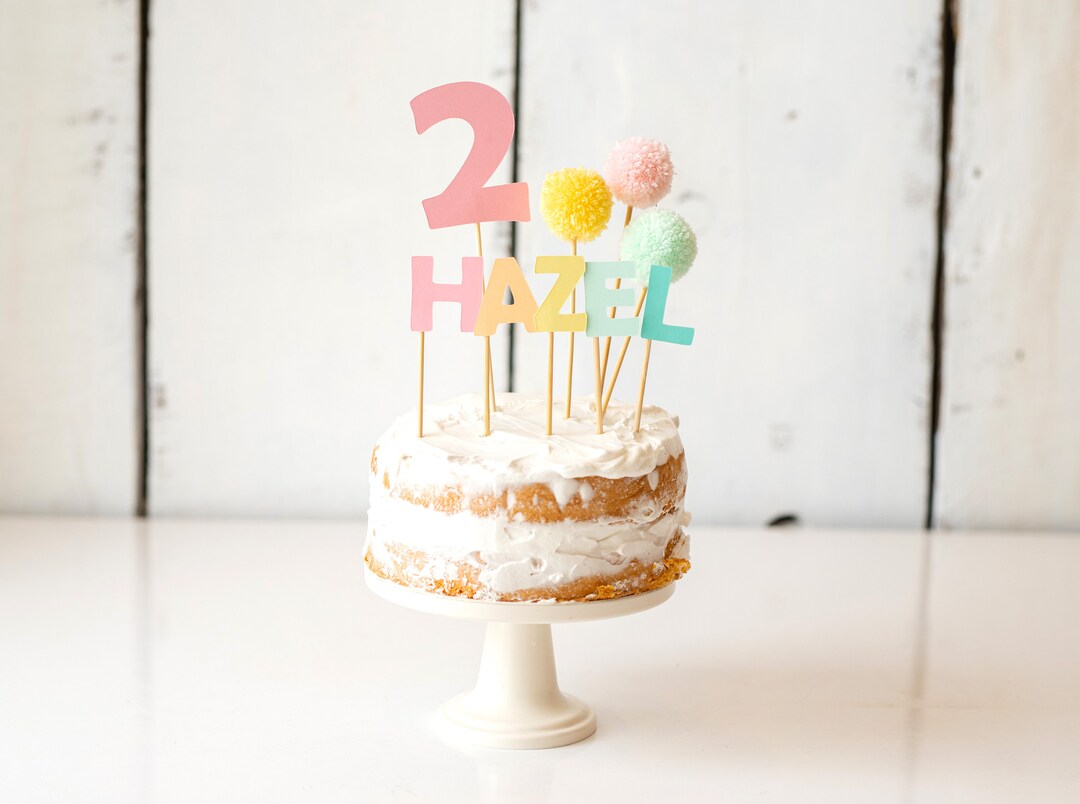Custom Girl Cake Topper. Pastel Rainbow Cake Topper. 1st Birthday Cake ...