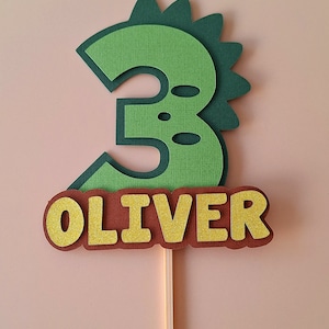 Personalised Dinosaur Cake Topper ANY AGE NAME, Custom Personalised T ...