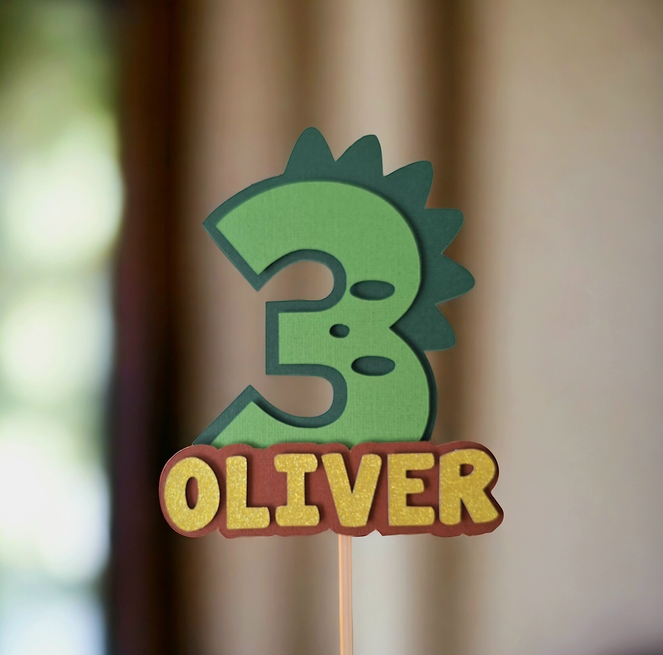 Personalised Dinosaur Cake Topper ANY AGE NAME, Custom Personalised T ...