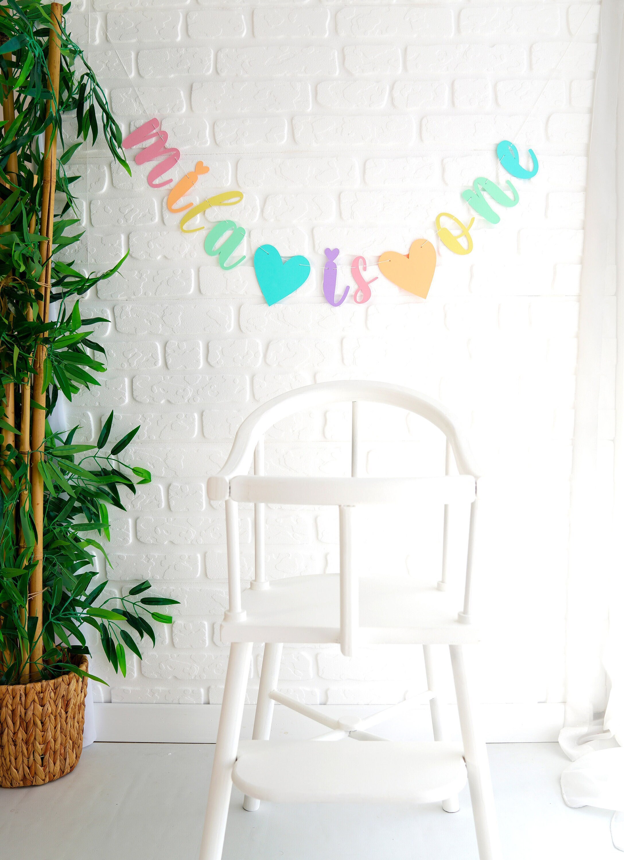Custom Pastel Rainbow Birthday Banner, Personalised Pink Party Decor ...