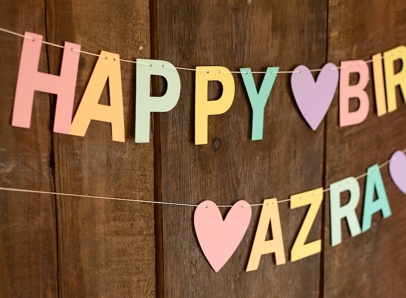 Pastel Rainbow Happy Birthday Banner. Personalized Pastel - Etsy