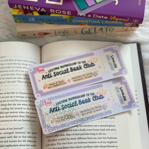 Antisocial Book Club Bookmark| Handmade| Cute Gift| Bookish| Book ...