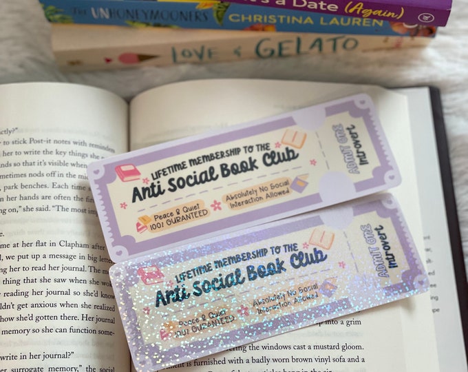 Antisocial Book Club Bookmark| Handmade| Cute Gift| Bookish| Book ...