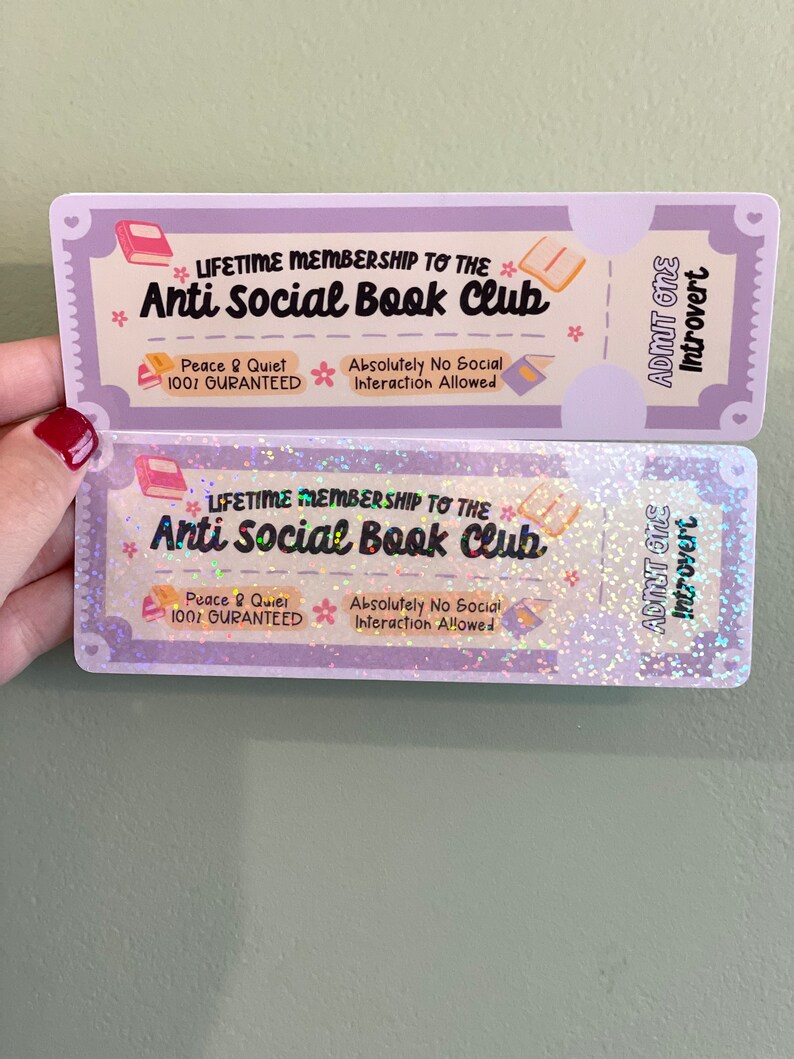 Antisocial Book Club Bookmark| Handmade| Cute Gift| Bookish| Book ...