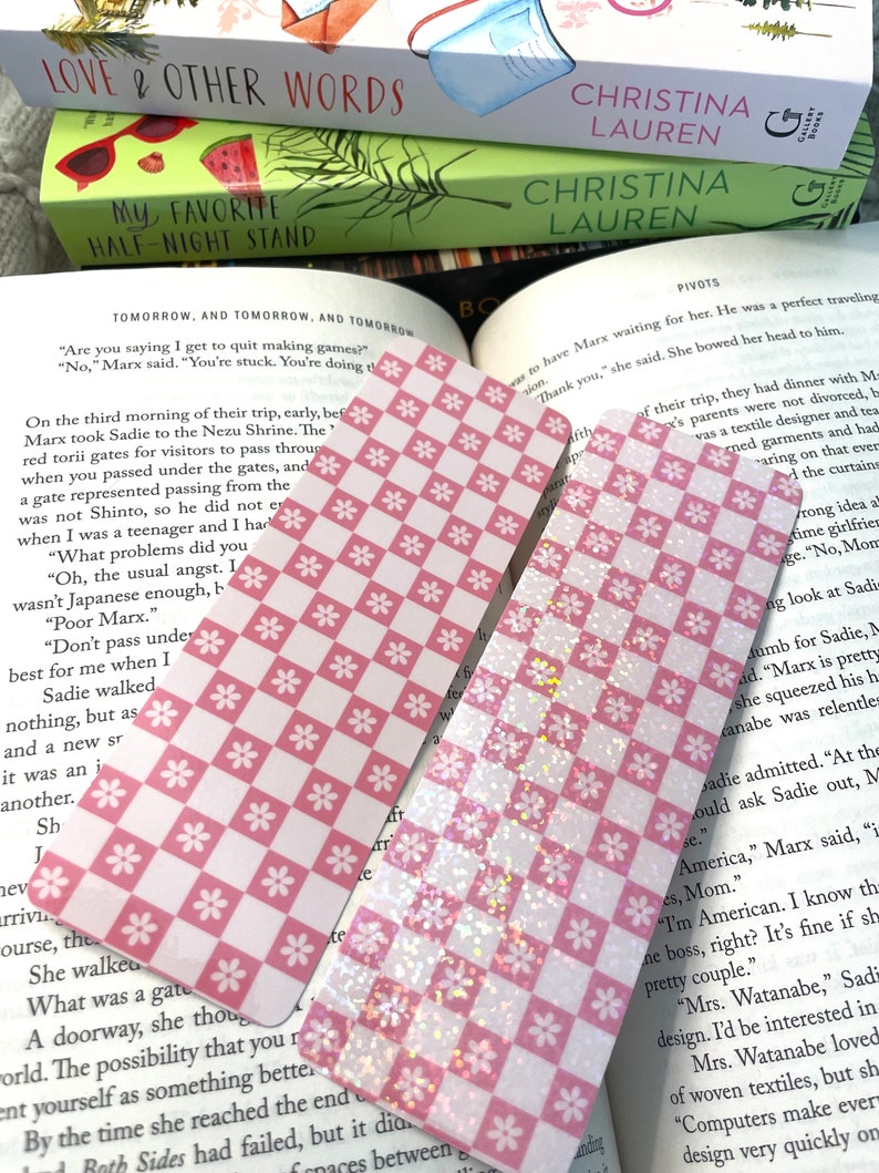 Pink Checkered Daisy Bookmark Handmade Cute Gift Bookish Book Lovers ...