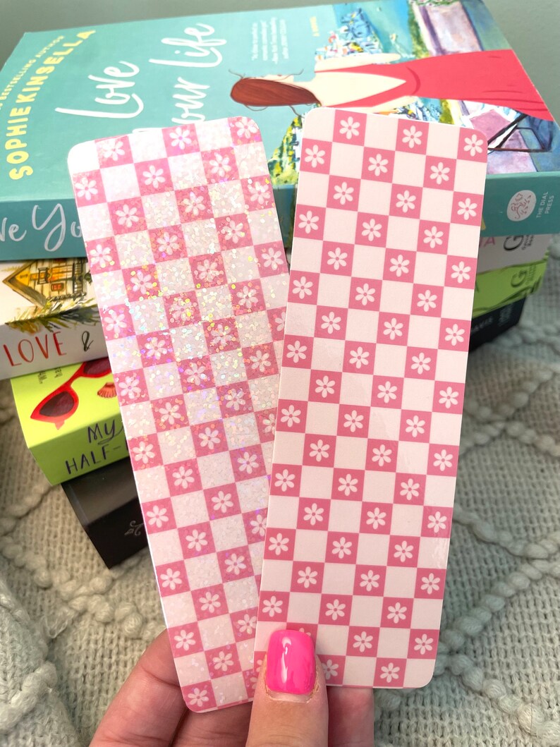 Pink Checkered Daisy Bookmark Handmade Cute Gift Bookish Book Lovers ...