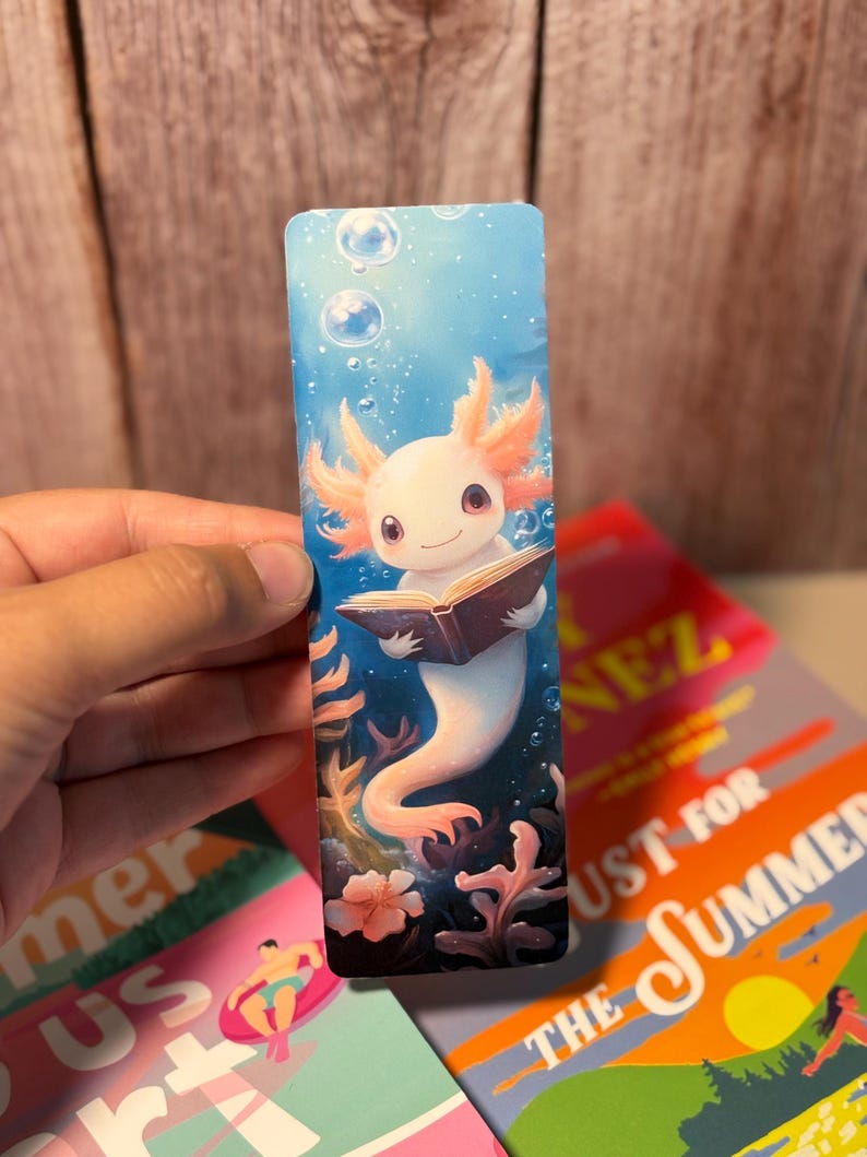 Axolotl Reading Bookmark | Handmade| Cute Gift| Bookish| Book Lovers ...