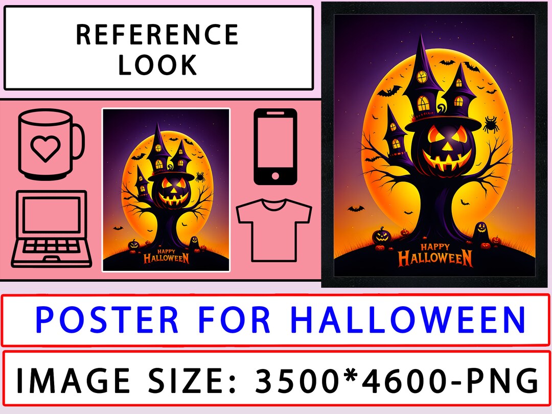 Halloween Clipart Digital Poster Designs Spooky Scary Ghost - Etsy