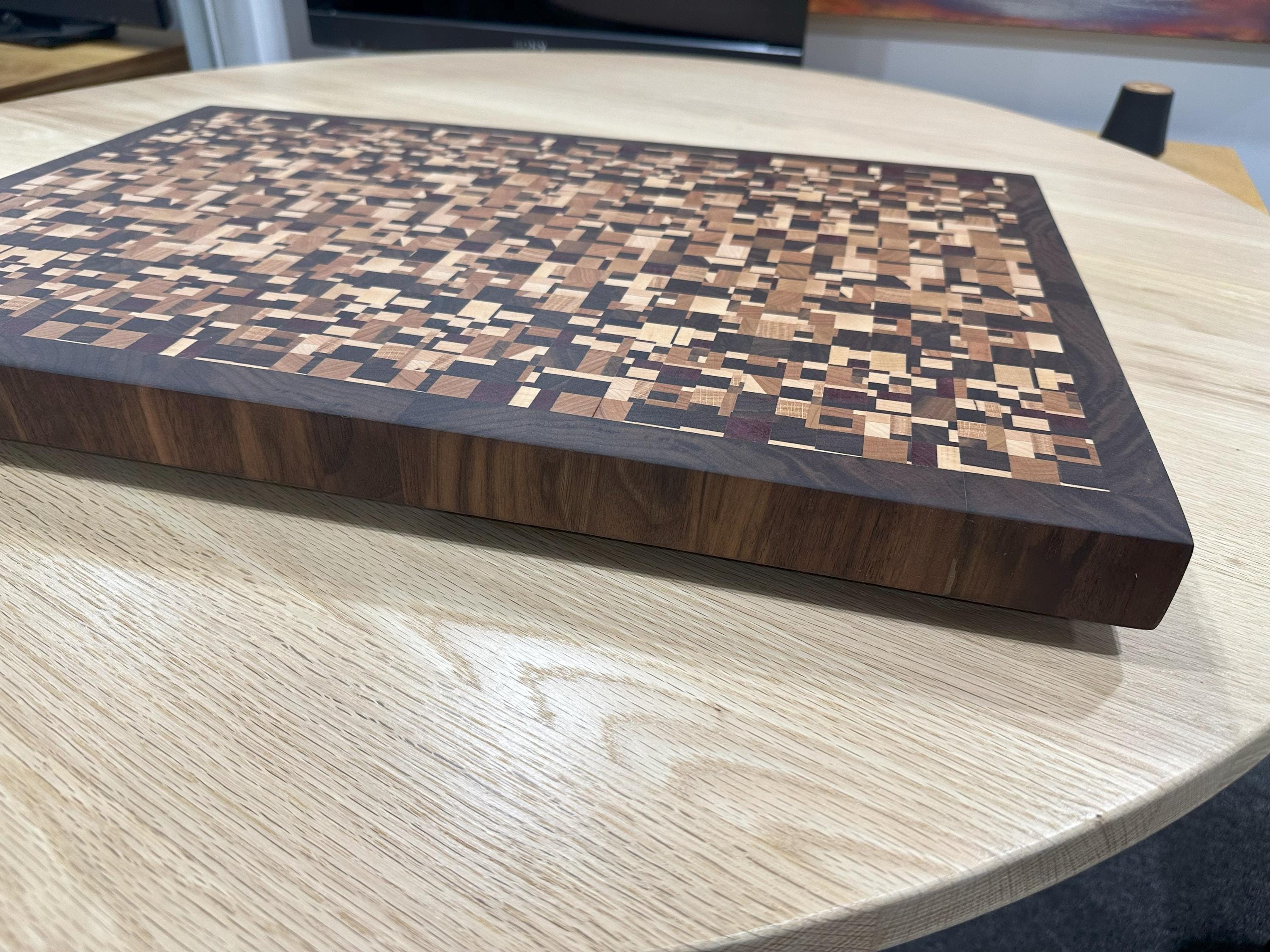 End Grain Chaos Cutting Board, Maple, Walnut, Oak, Cherry, Purple Heart ...