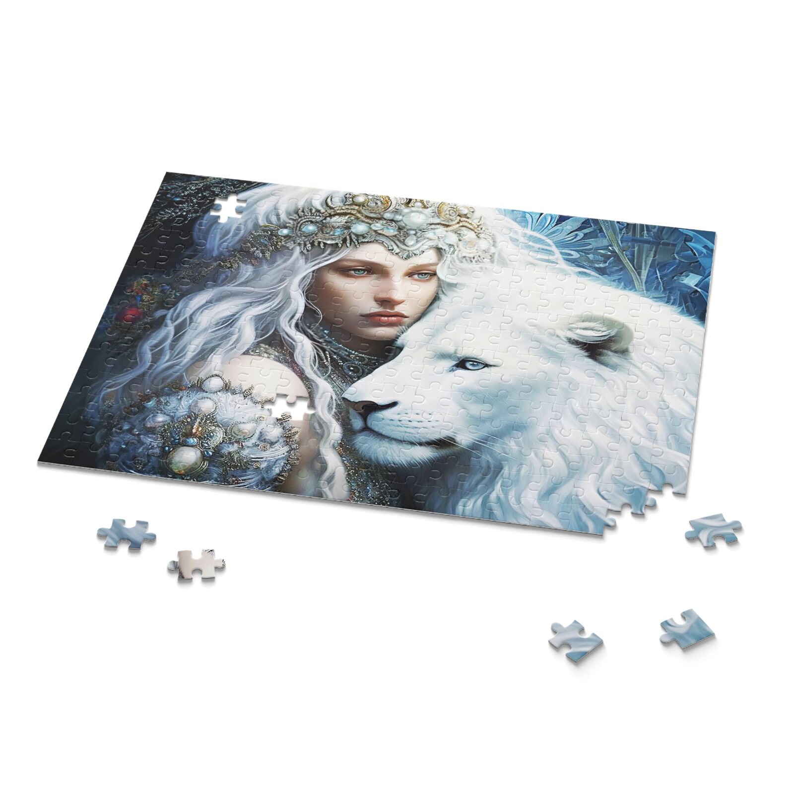 Royal Lady W/white Lion, Puzzle, Fantasy Puzzle 120, 252, 500-piece ...