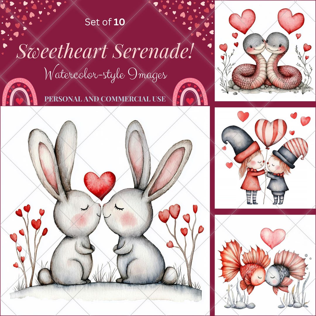 Sweetheart Serenade Valentine's Day, Watercolor-style, Arts/crafts ...