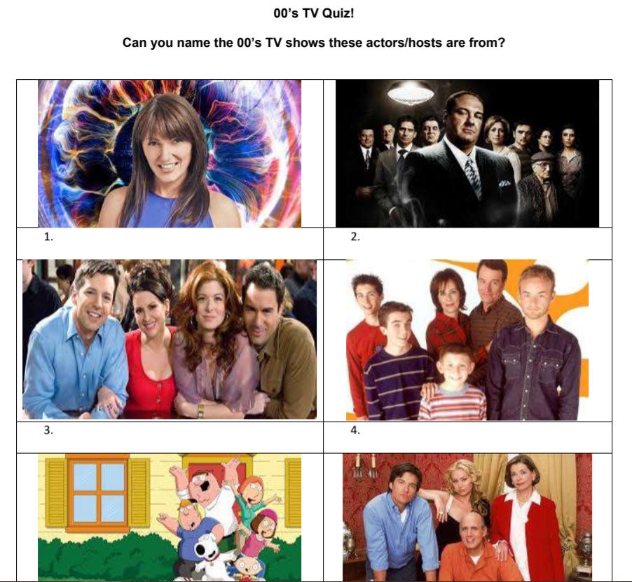 Instant Download - 2000's Picture Quiz; 00s Quiz; 00's Quiz; 20th 30th ...
