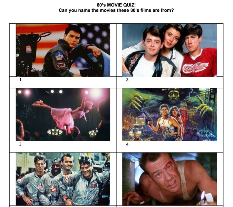 Instant Download - 1980 Picture Quiz; 80s Quiz; 80's Quiz; 40th 50th ...