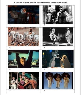 Instant Download - 1950s/1960s1970s Picture Quiz; 50s Quiz; 60's Quiz ...