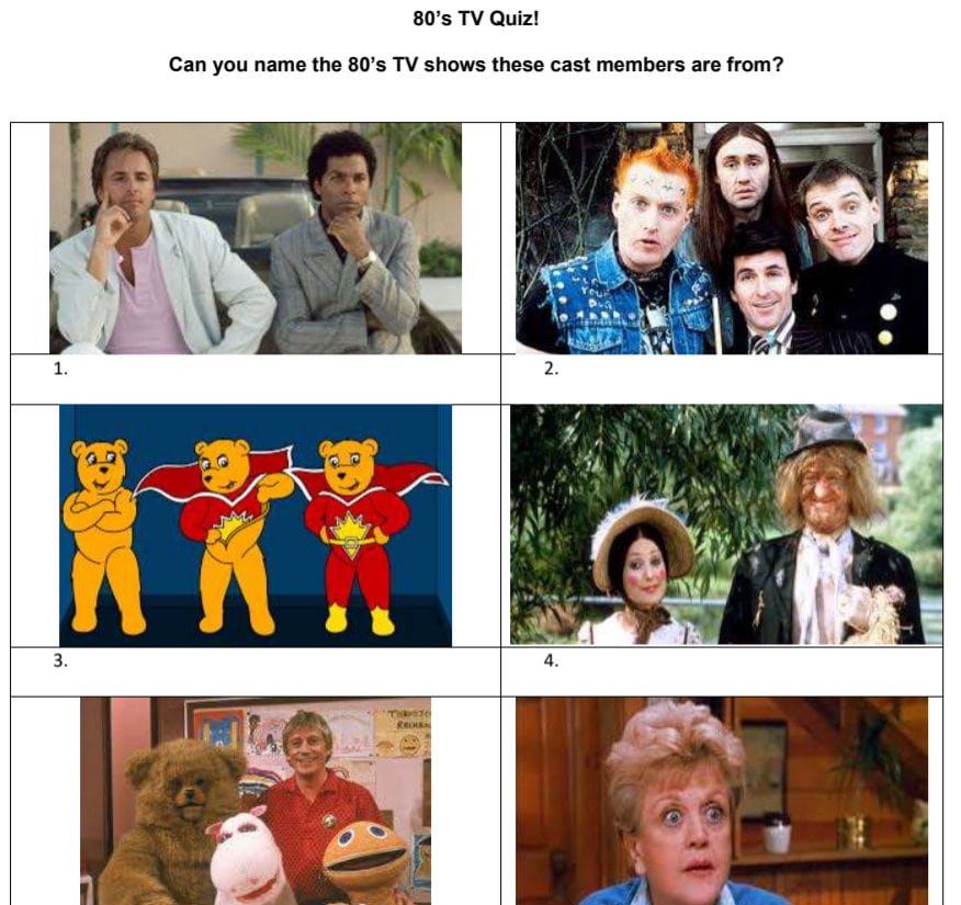 Instant Download - 1980 Picture Quiz; 80s Quiz; 80's Quiz; 40th 50th ...