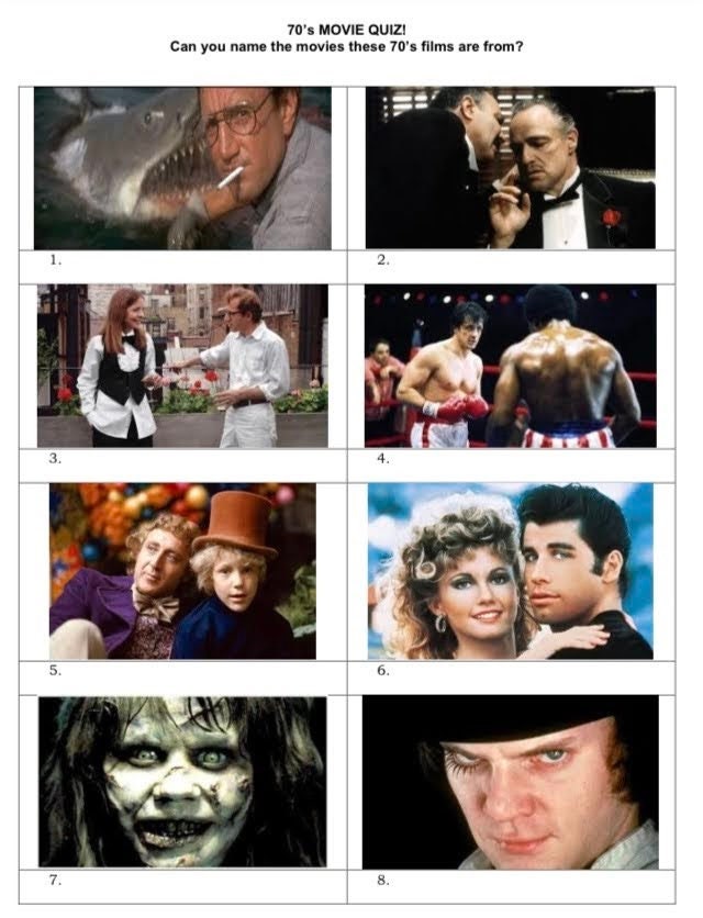Instant Download - 1970 Picture Quiz; 70s Quiz; 70's Quiz; 50th 60th ...