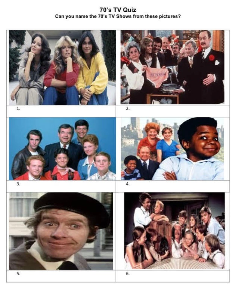Instant Download - 1970 Picture Quiz; 70s Quiz; 70's Quiz; 50th 60th ...