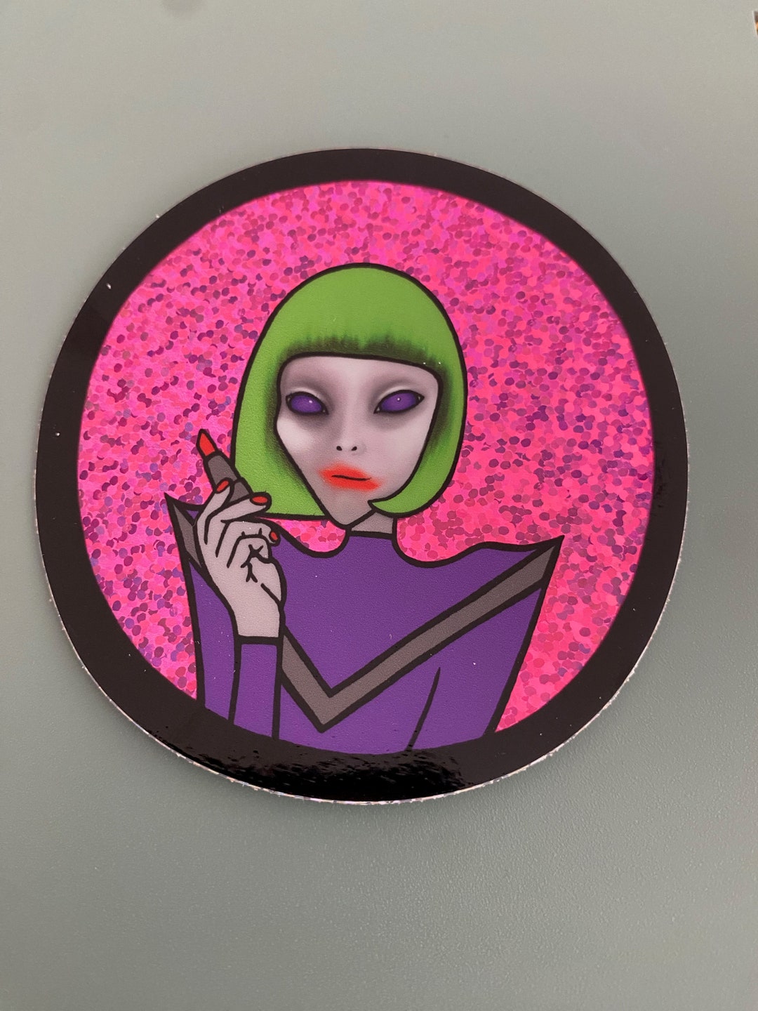 Sparkle Vinyl Alien Sticker - Etsy