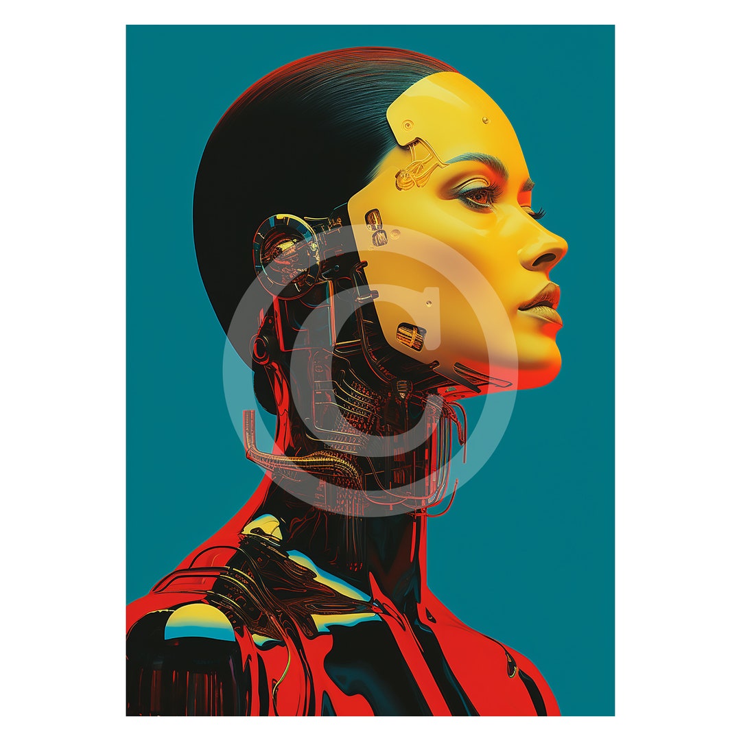 Printable Poster Lithography Woman Cyborg Surrealist Art Wall Art ...
