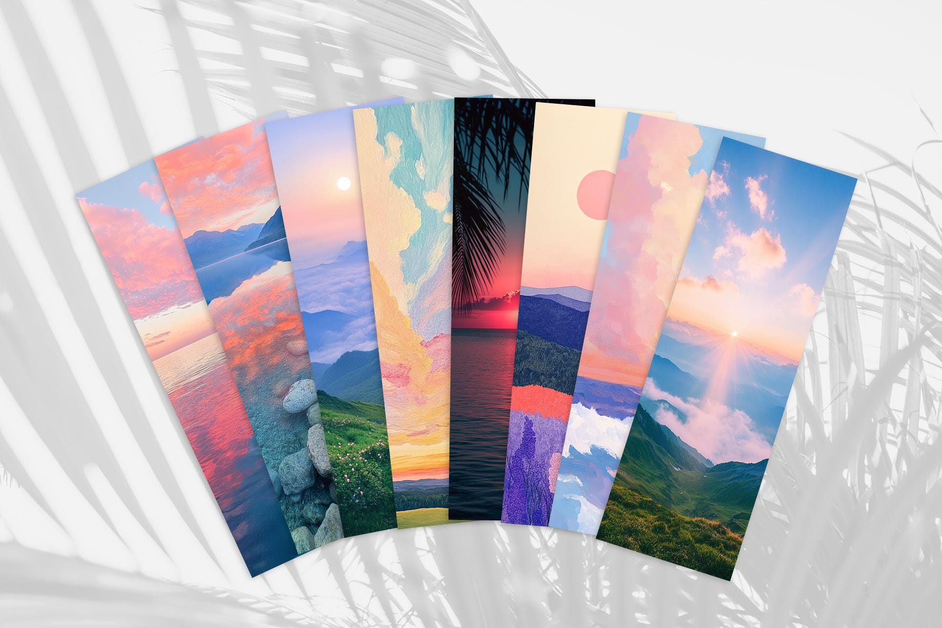8 Sunset Printable Bookmarks | Digital Download PNG & PDF Bookmark ...