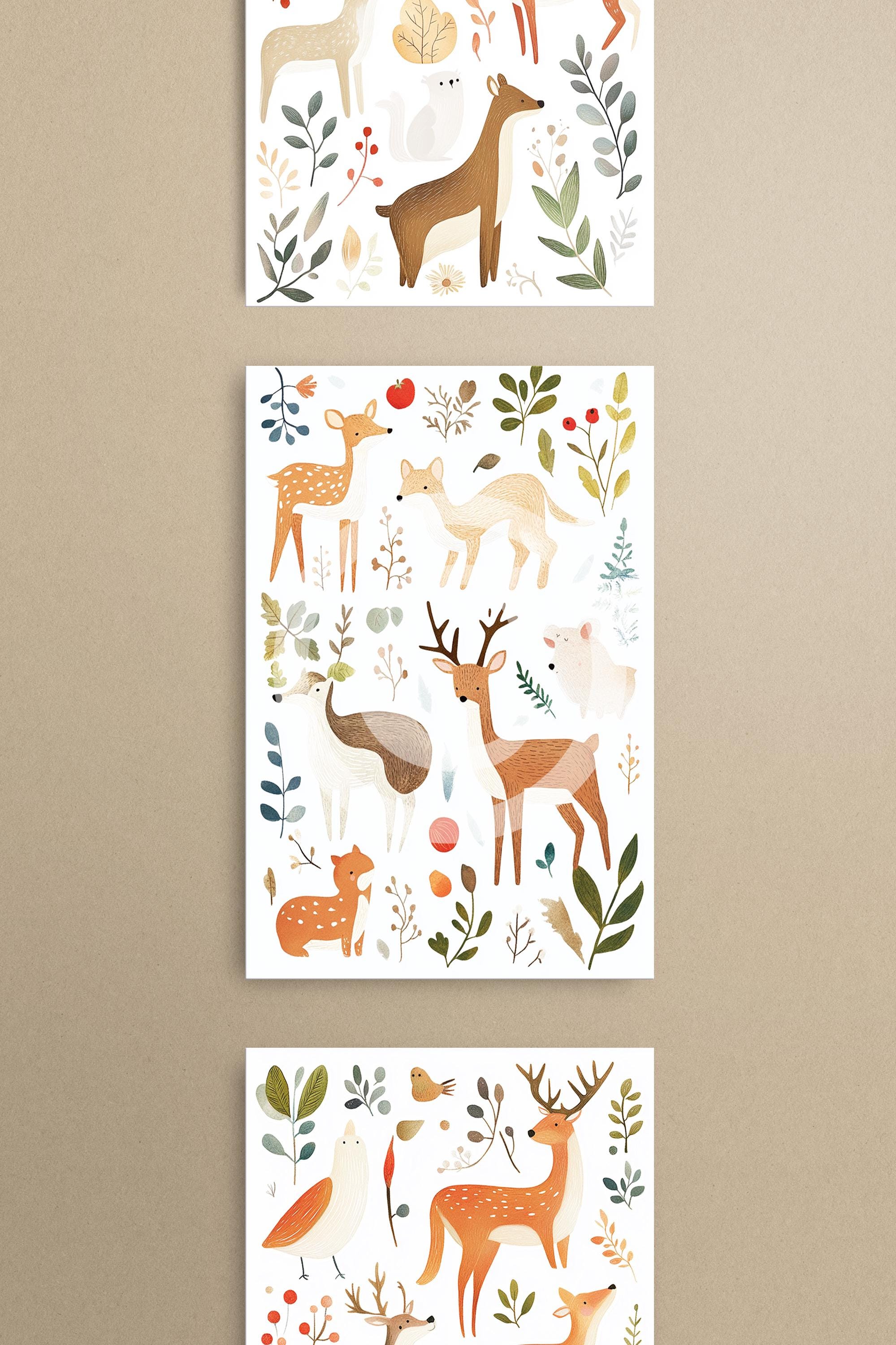 5 Cute Animal Sticker Sheets | Printable | Digital Download PNG | Print ...