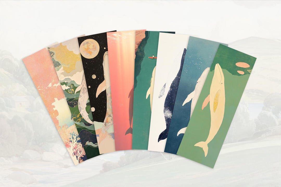 8 Whale Printable Bookmarks | Digital Download PNG & PDF Bookmark ...