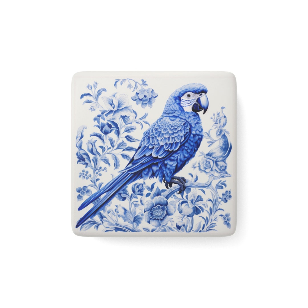 Porcelain Fridge Magnet Square Delft Blue Style Magnetic Ceramic Tile ...
