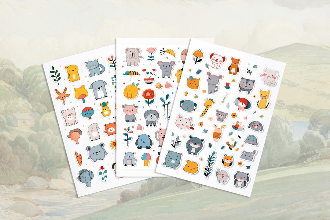 3 Animals and Plants Sticker Sheets | Printable Stickers | Digital ...