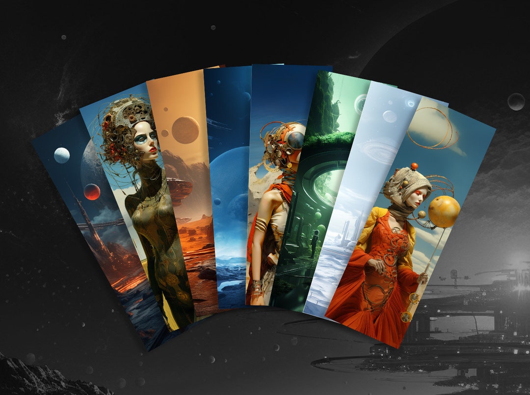 8 Sci-fi Printable Bookmarks Digital Download PNG & PDF Bookmark Sheets ...